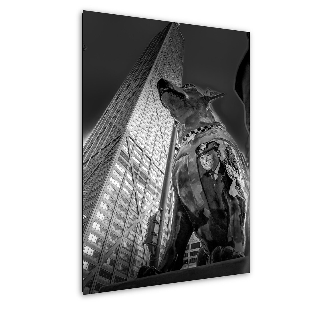Chicago Police Dog Statue Print: K9 Tribute by Hancock Building - Etsy