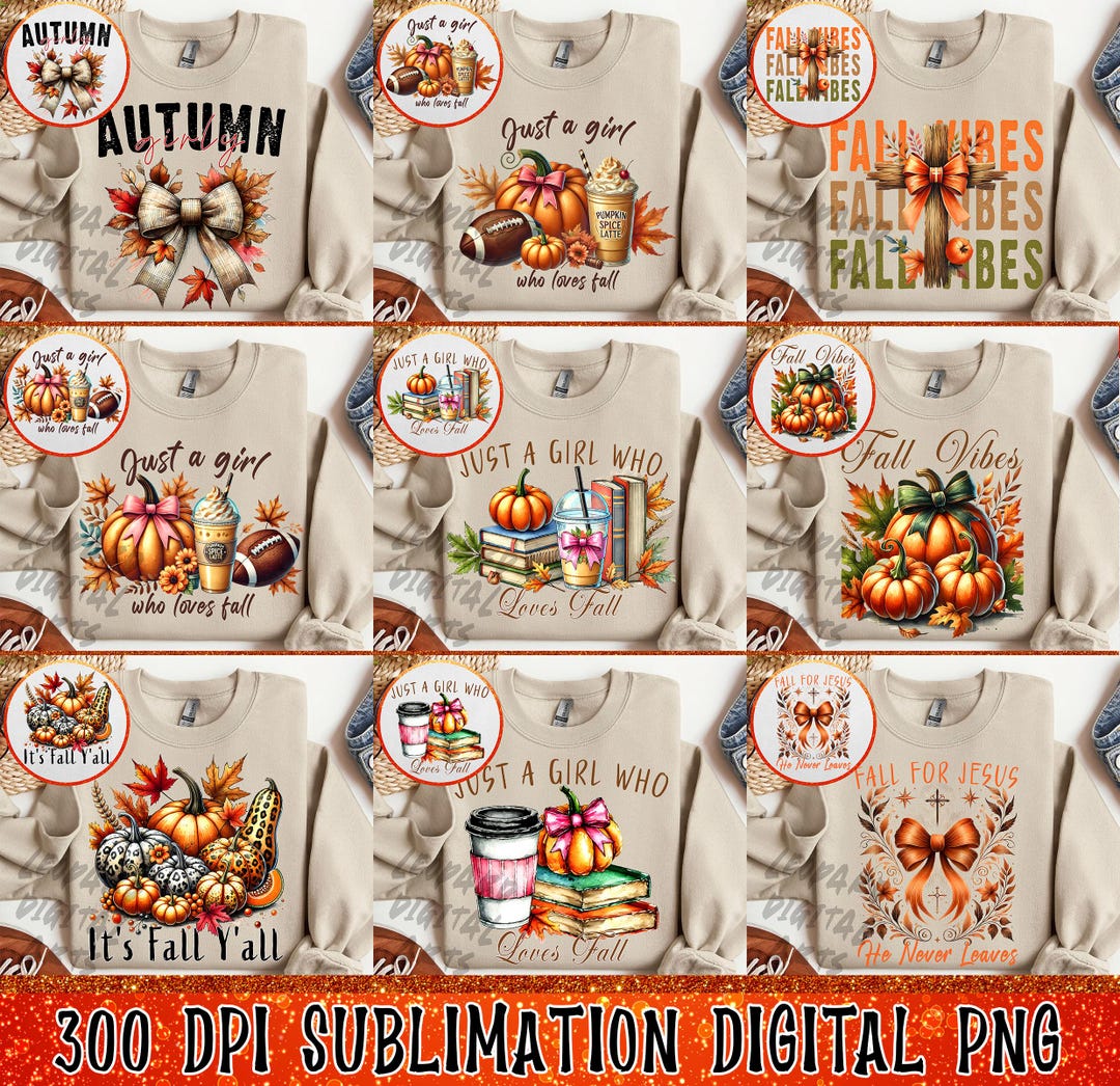 Fall Pumpkin Bundle Png, Fall Vibes Bundle PNG, Fall Shirt Bundle Png ...