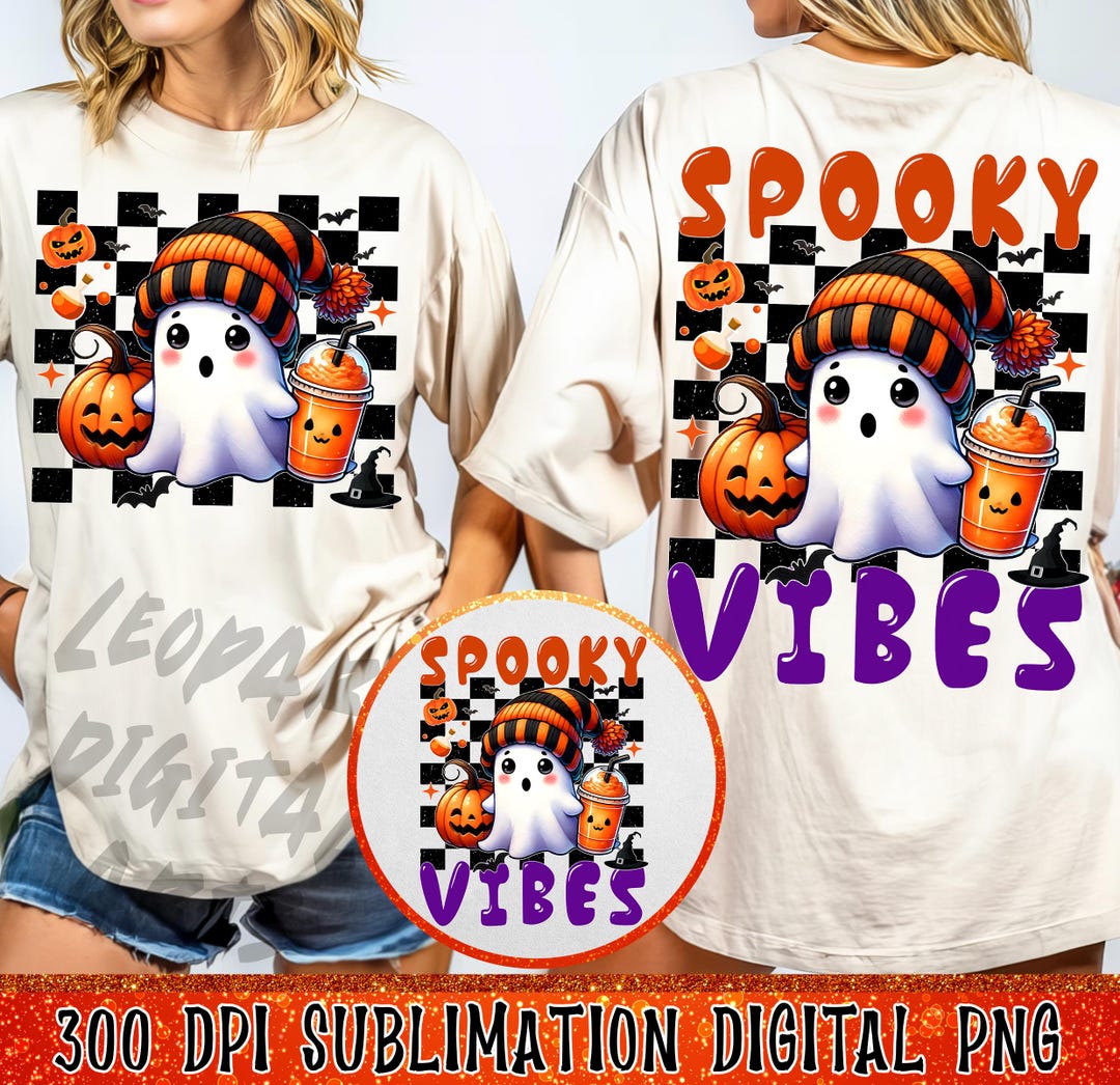 Spooky Vibes Ghost Png, Halloween Png, Cute Ghost Pumpkin Png, Spooky Vibes Png, Ghost Coffee ...
