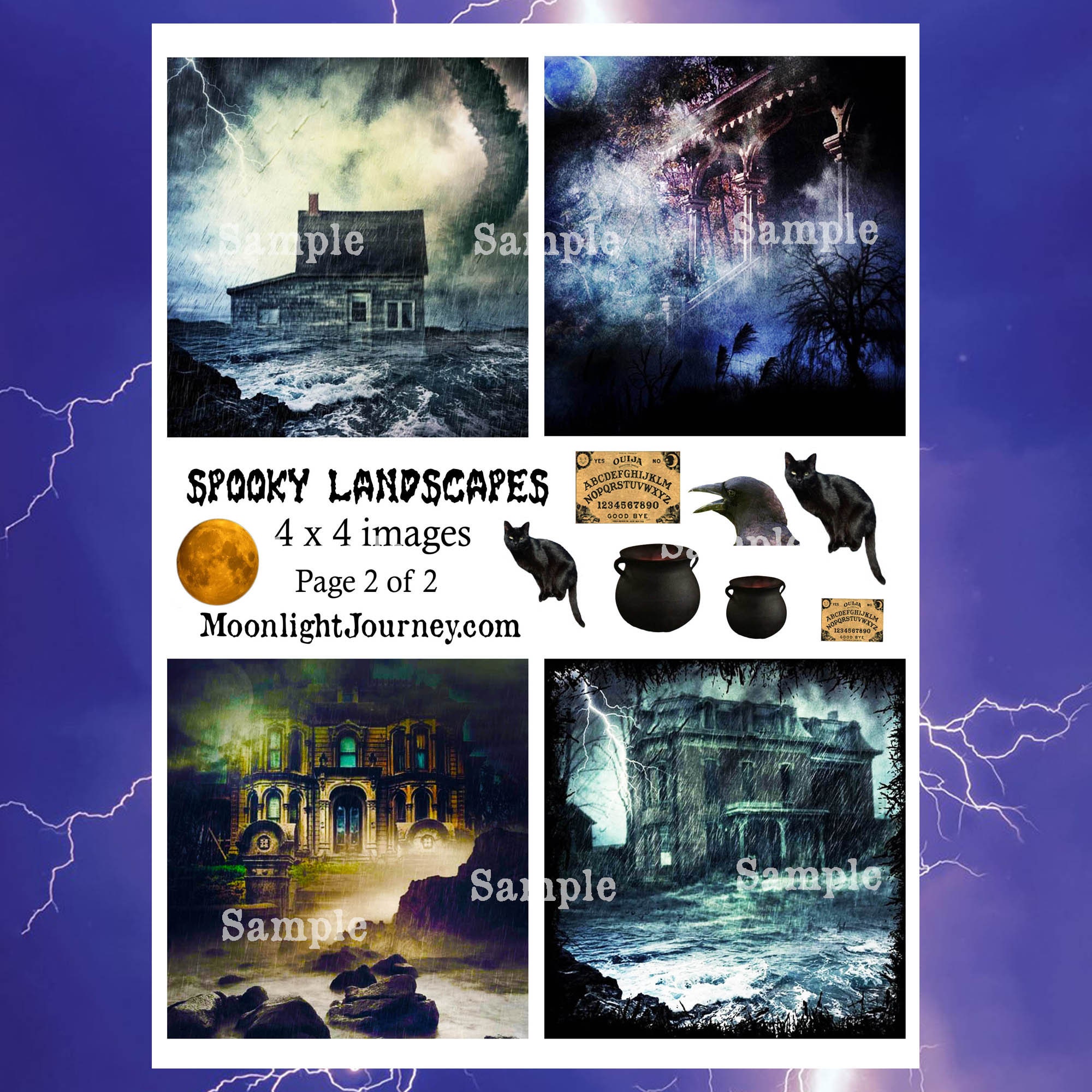 Spooky Landscapes Backgrounds Collage Sheets 4 X 4 Inch Images Photo ...