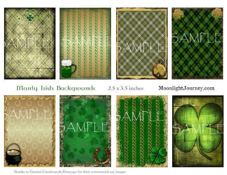 Manly IRISH Backgrounds Collage Sheet Shamrock Plaid Luck Grunge Beer ...