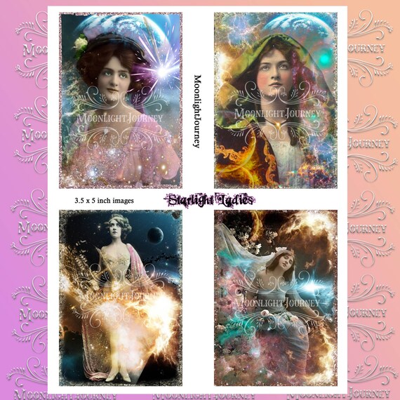 Starlight Ladies Collage Sheet 3.5 X 5 Collectable Fantasy | Etsy