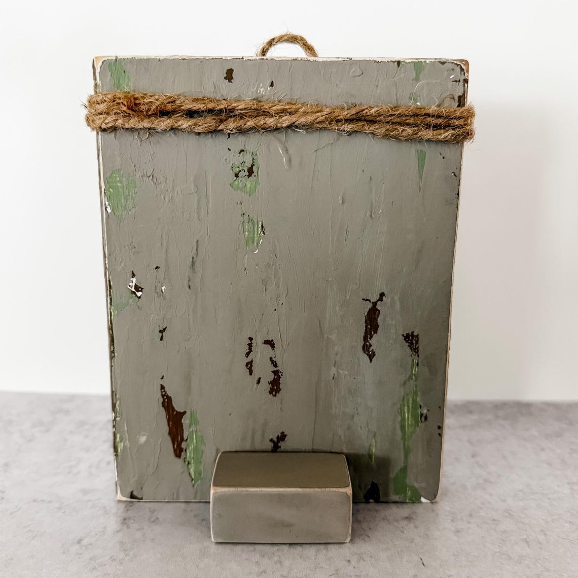 Bunny Reclaimed Rustic Wood Block Textured Hand Painted Art Shelf ...