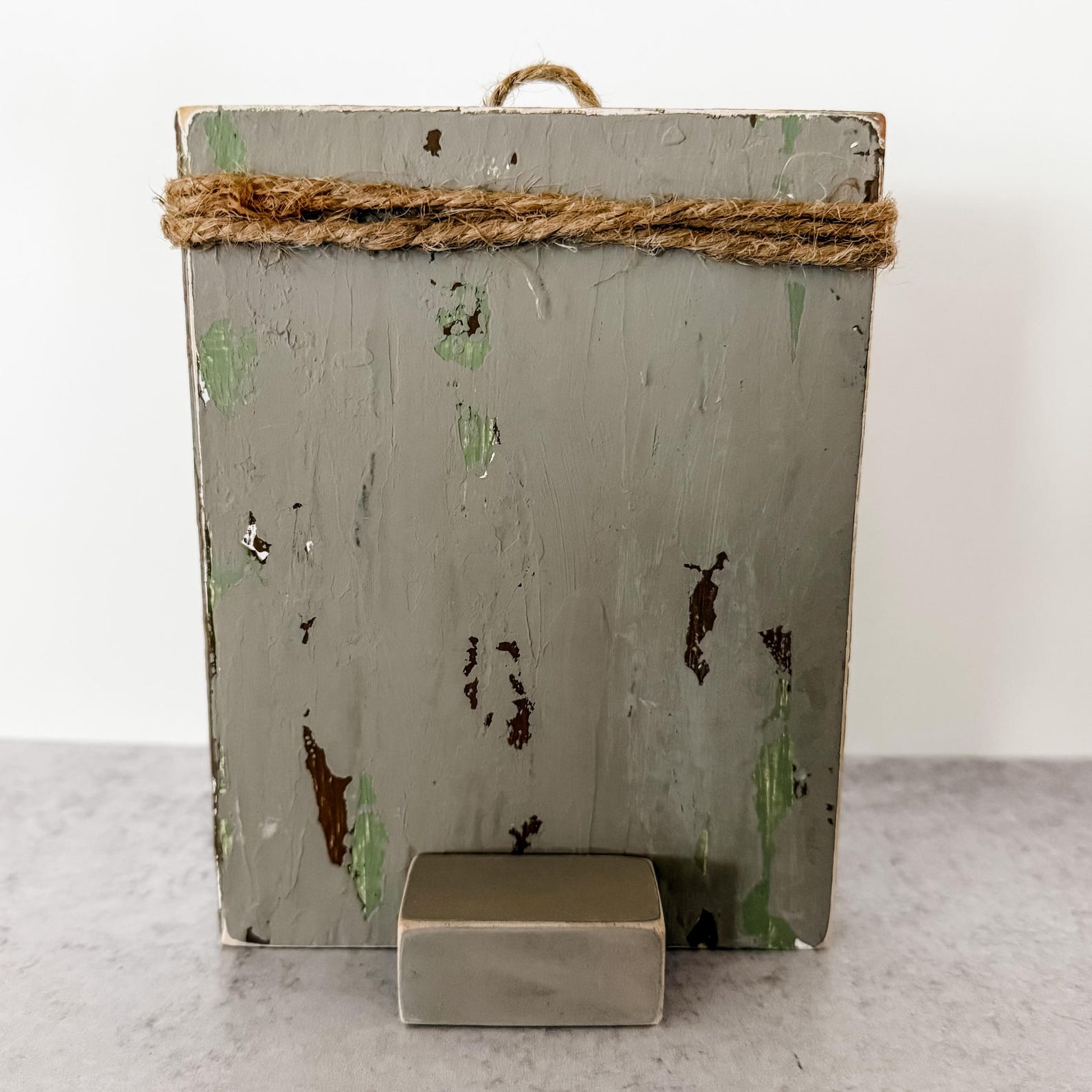 Bunny Reclaimed Rustic Wood Block Textured Hand Painted Art Shelf ...