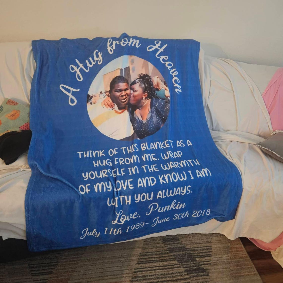 Personalized Memorial Blanket, A Hug From Heaven Blanket, Memorial ...