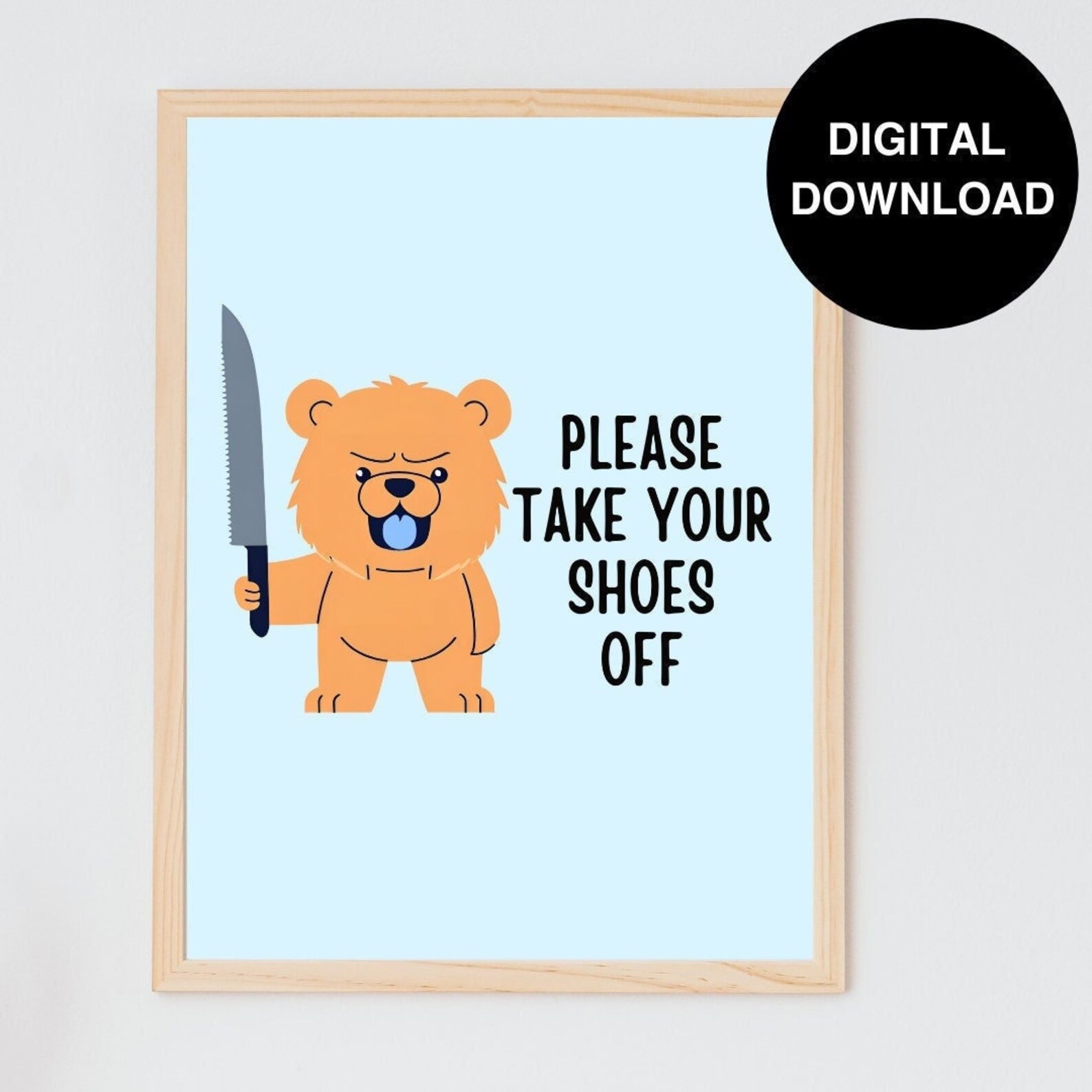 Please Take Your Shoes off Sign, Cute Chowchow With Knife Print, Shoes ...