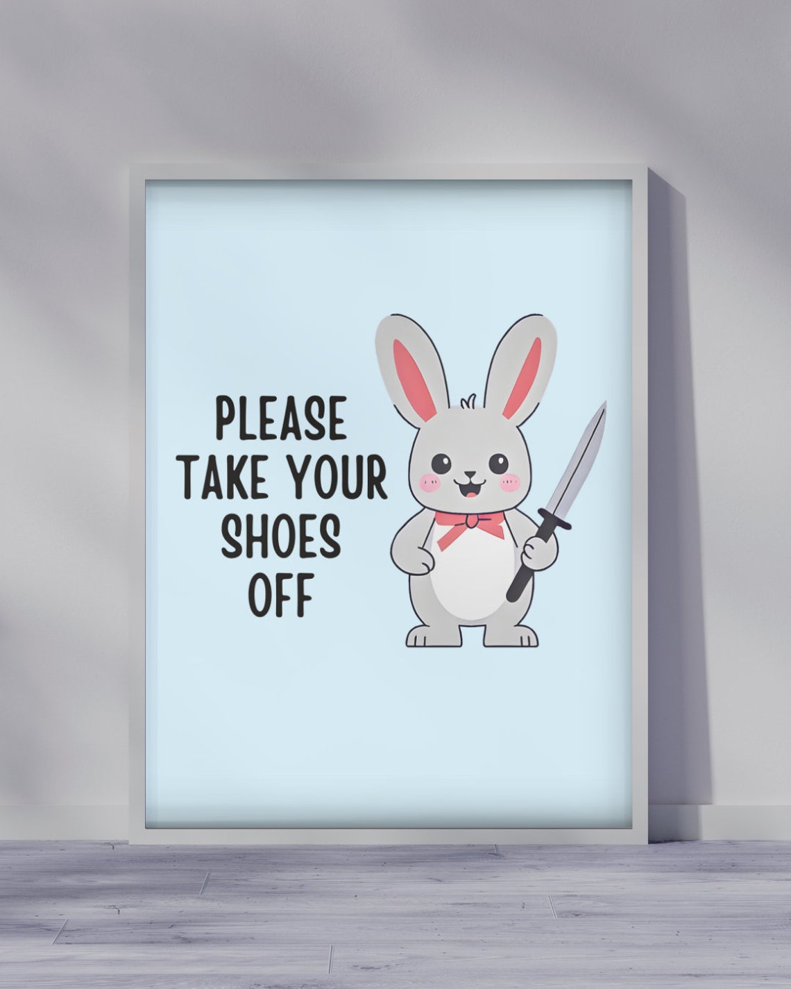 Please Take Your Shoes off Sign, Cute Rabbit With Knife Print, Shoes ...