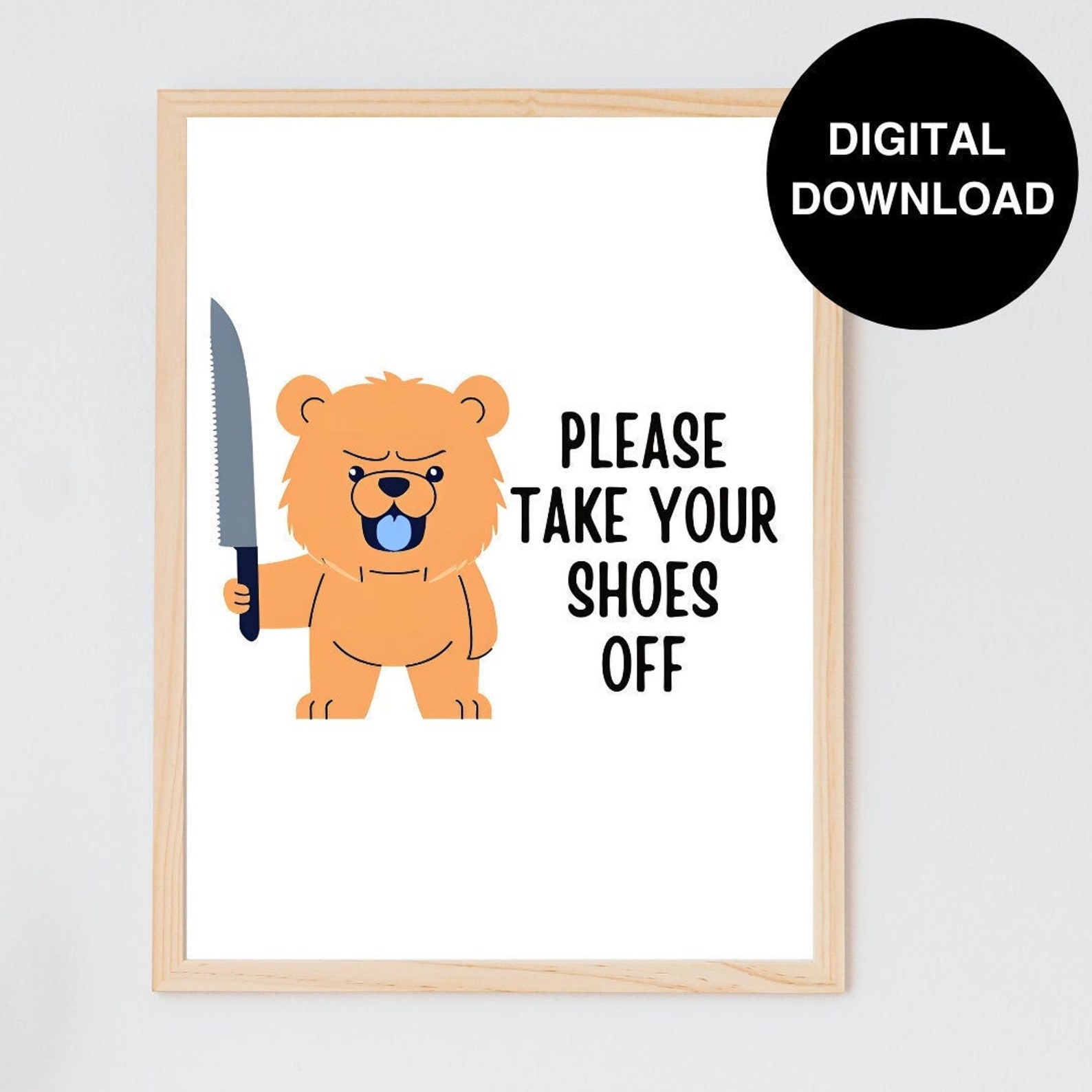 Please Take Your Shoes off Sign, Cute Chowchow With Knife Print, Shoes ...