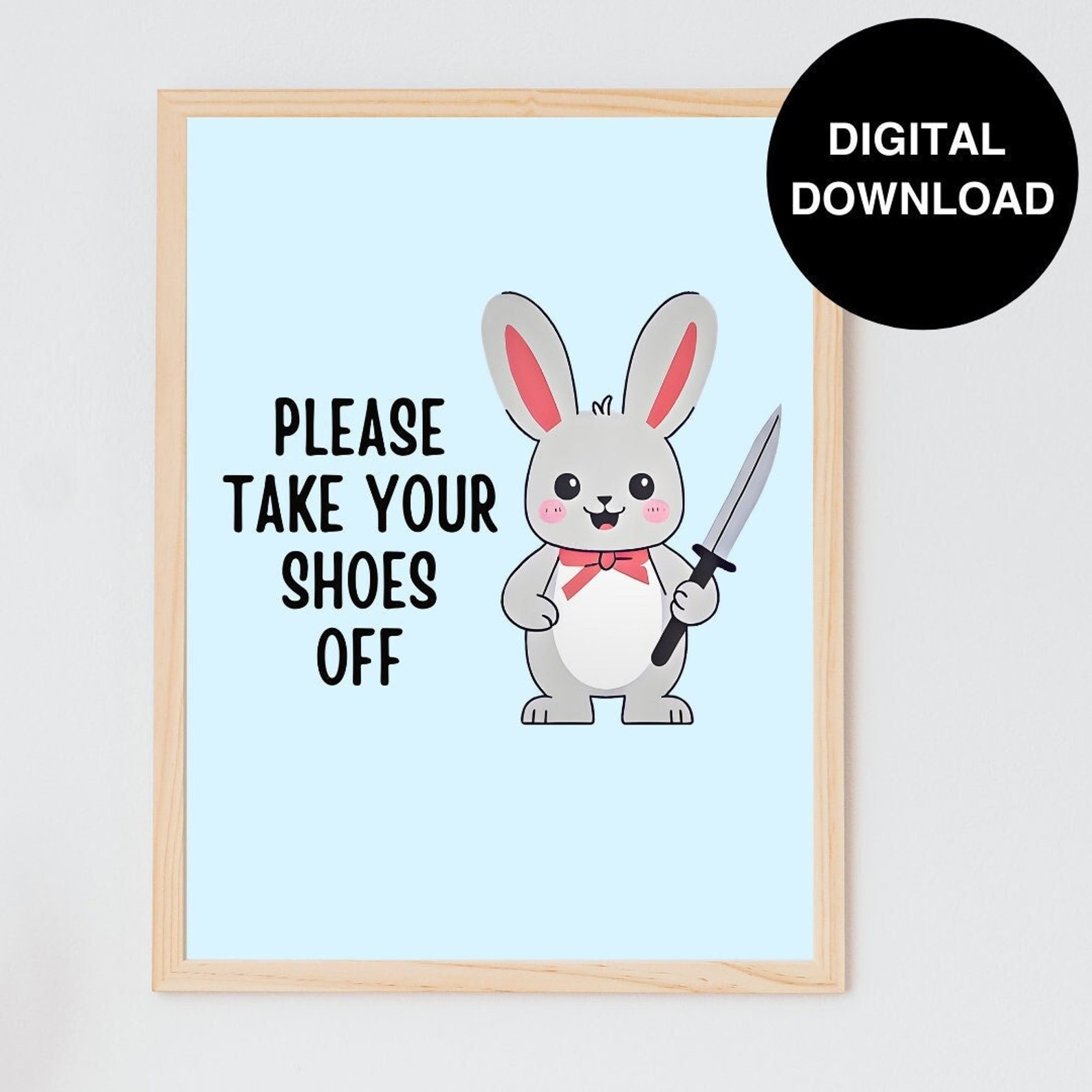 Please Take Your Shoes off Sign, Cute Rabbit With Knife Print, Shoes ...