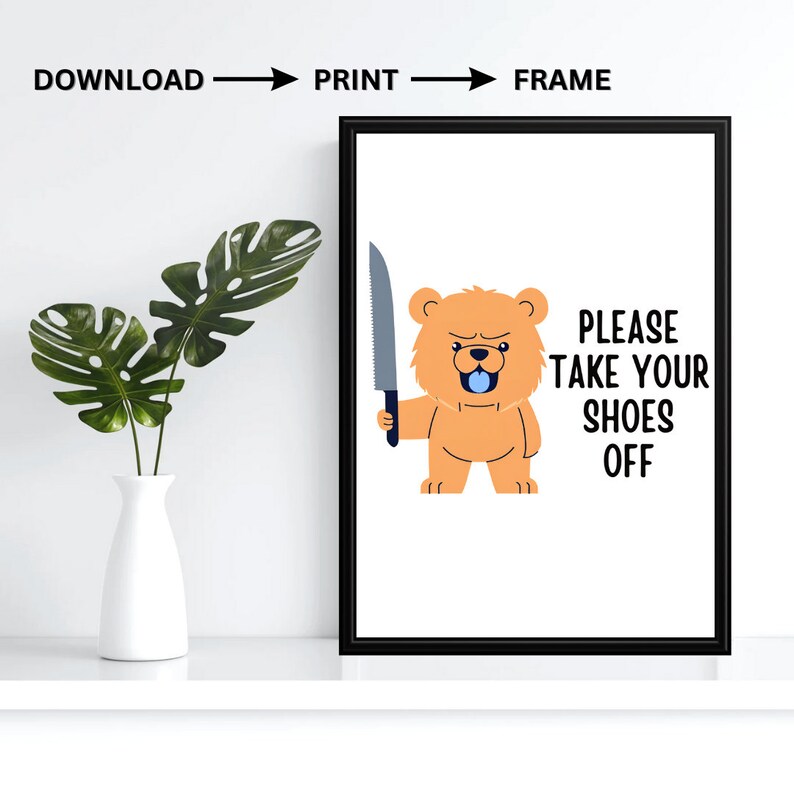 Please Take Your Shoes off Sign, Cute Chowchow With Knife Print, Shoes ...