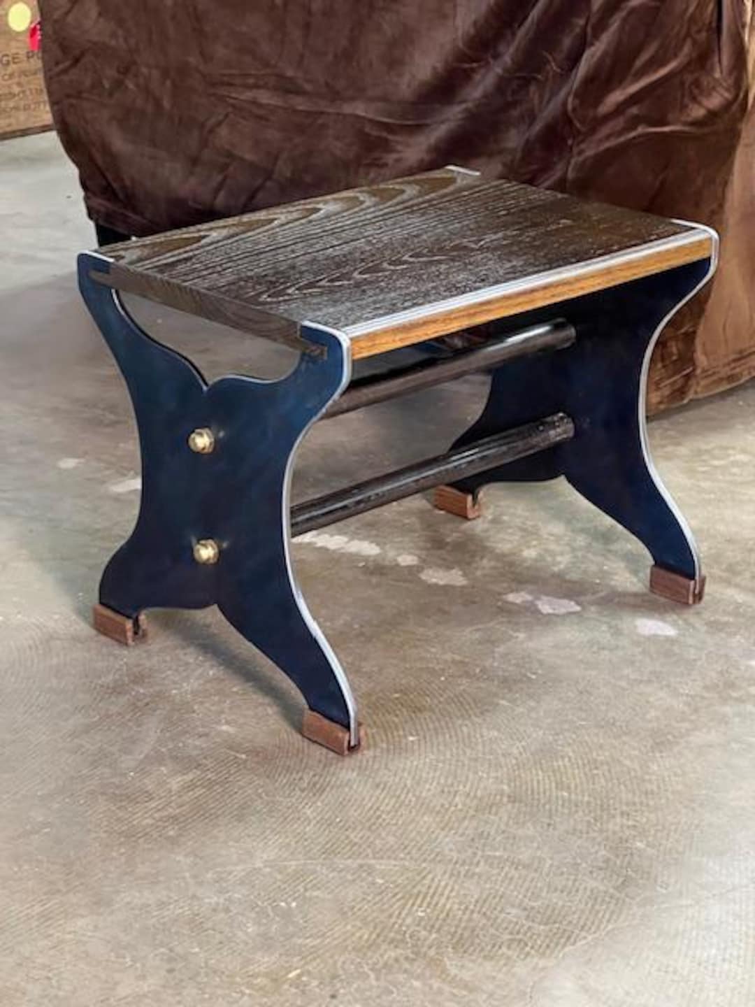 Custom Stool: Steel, Wood, Brass With Ash Top and Walnut Feet. - Etsy