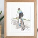 Watercolour Line Cycling Portrait, Custom Sport or Hobby Illustration ...