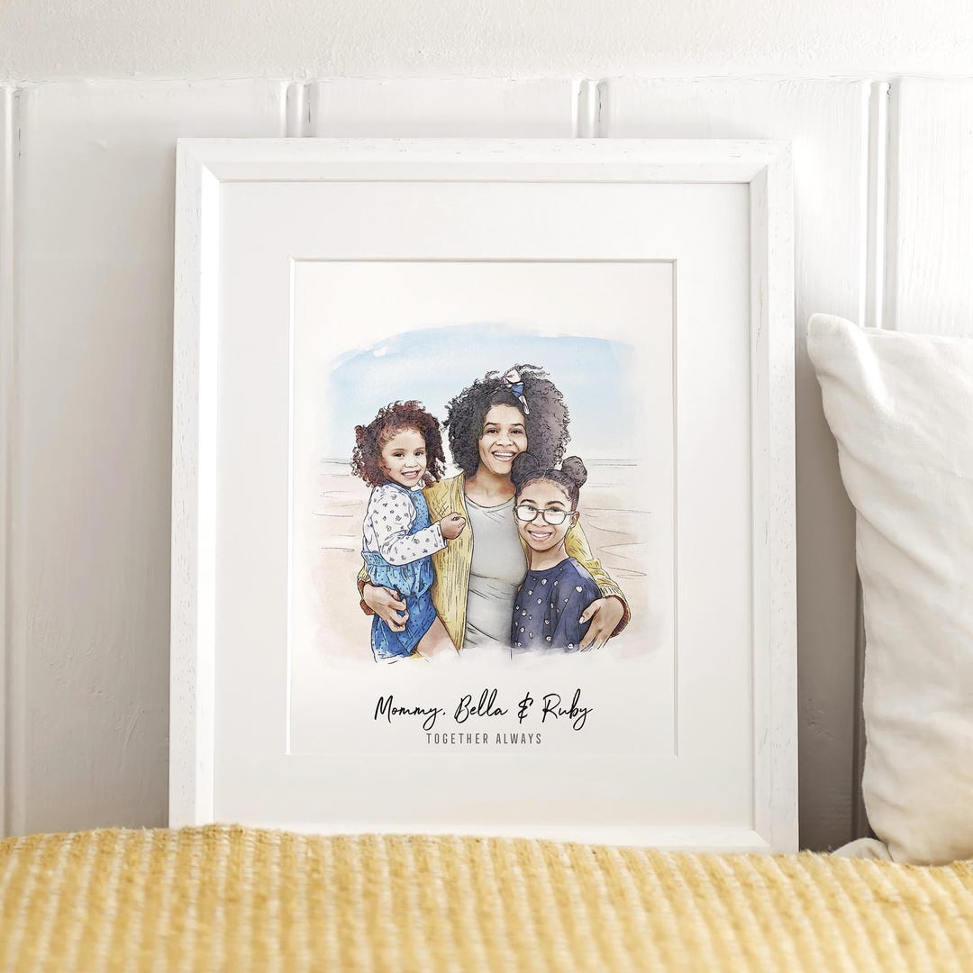 Personalized Mommy and Me Watercolor Portrait - First Mother’s Day Gift ...