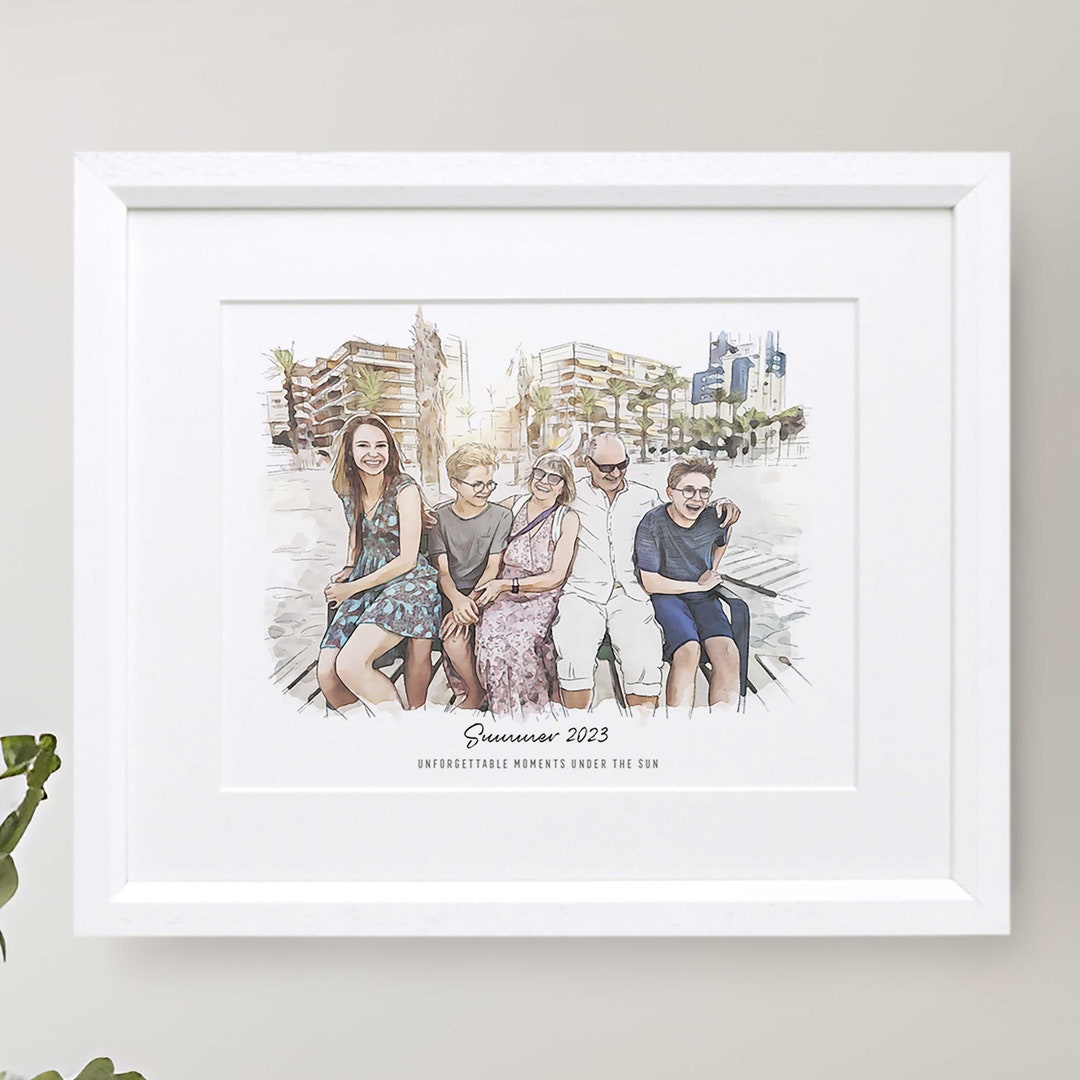 Personalised Family Line Portrait, Family Sketch, Detailed Line People ...
