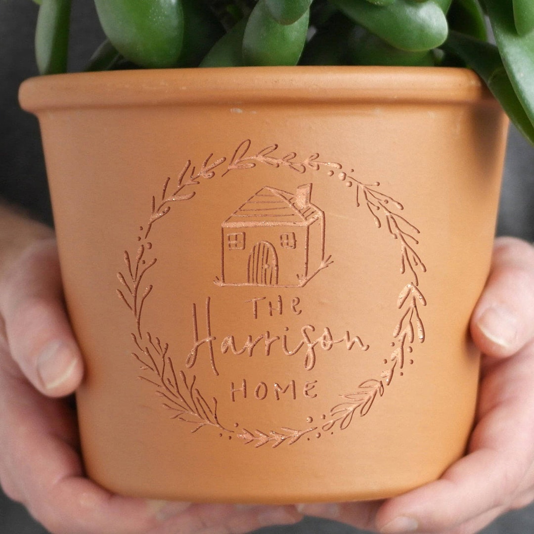 Engraved Family Home Flower Pot, Garden Accessory for a New Home, for ...