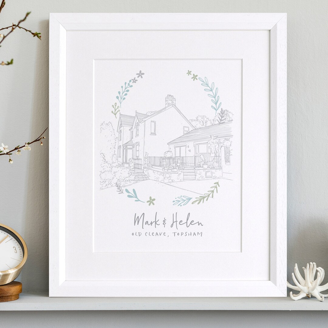 Personalised Family Home Line Drawing, Unique House Illustration With ...