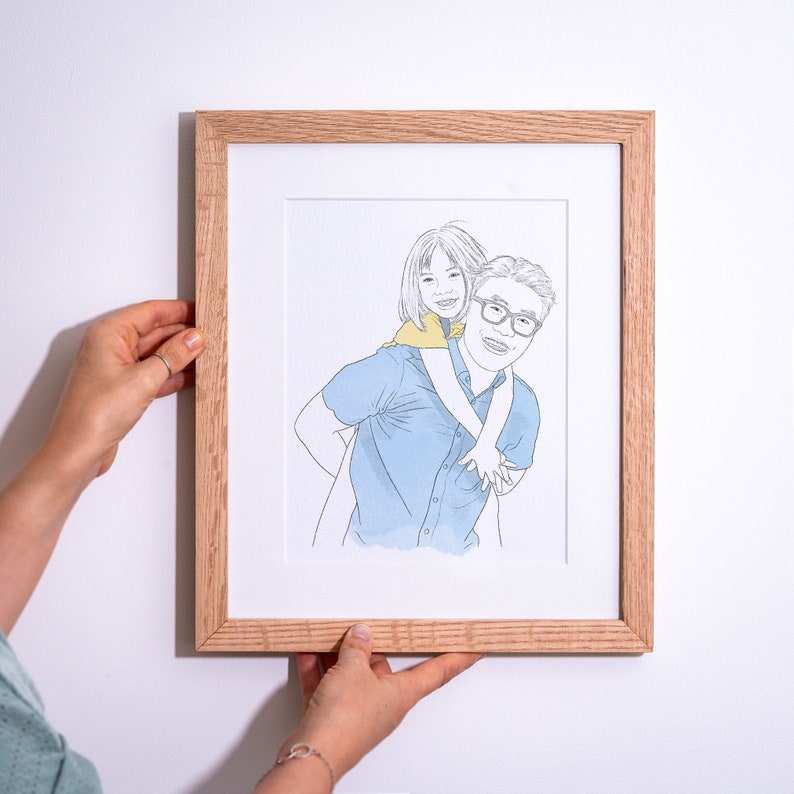 Daddy & Me Line Drawing Custom Family Art First Father's Day Christmas ...