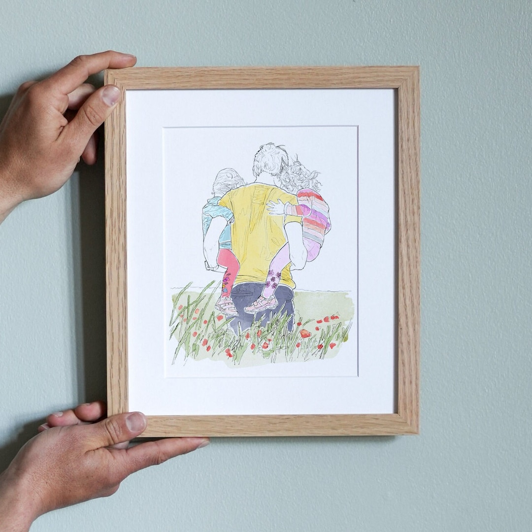 Watercolour Line People Portrait, Custom Couple or Family Illustration ...