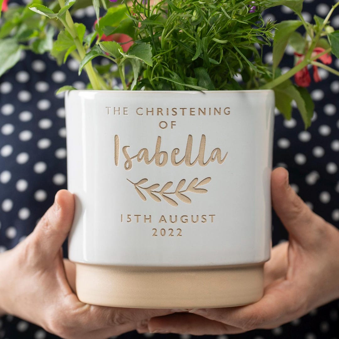 Personalised Christening Indoor Plant Pot - a Unique Bespoke Gift for a ...