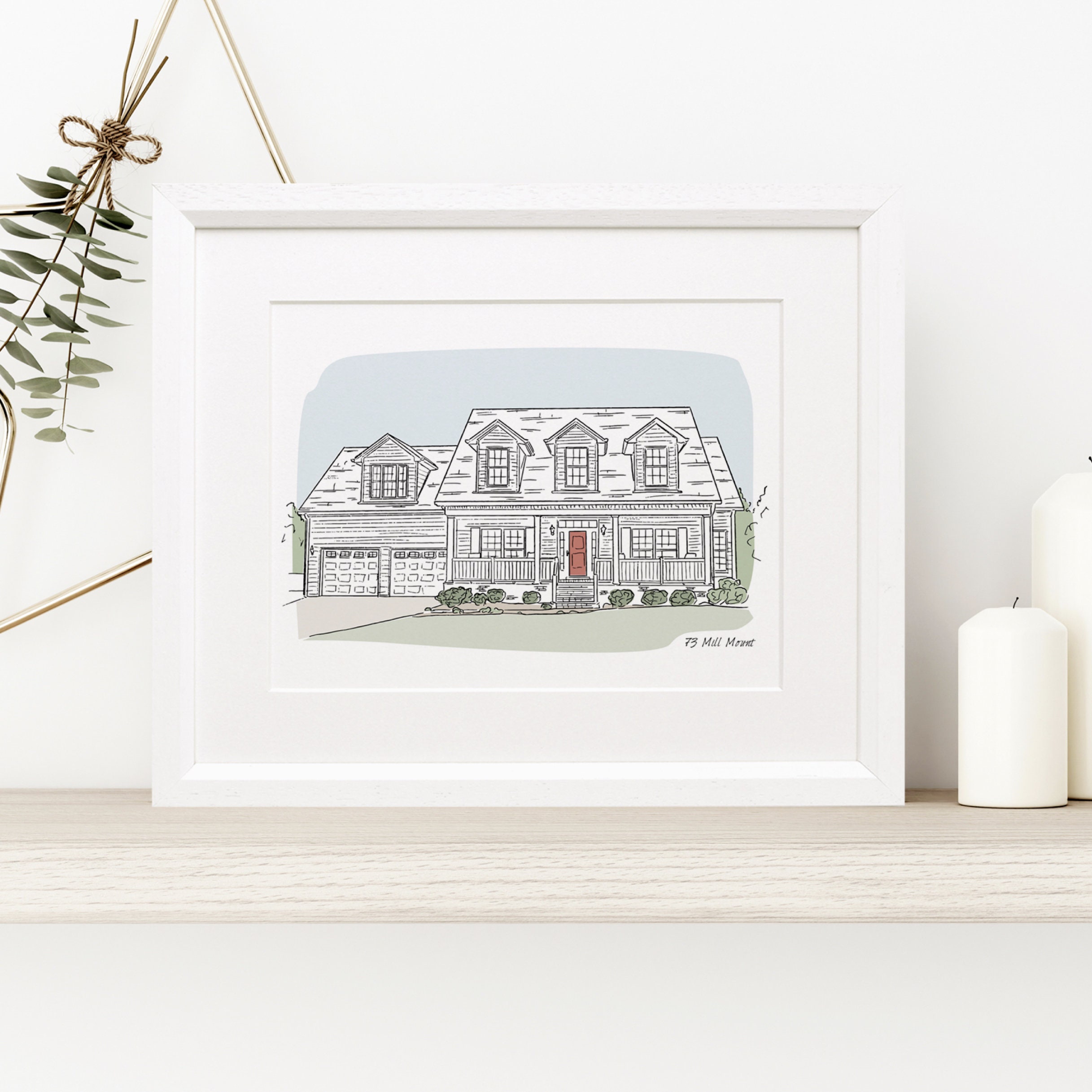 House Portrait, New Home Personalised Illustration Painting, Family ...