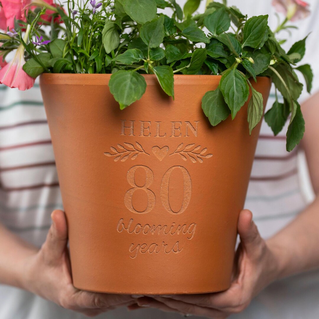 80th Birthday Personalised Plant Pot - 80th for Gardeners - Bespoke ...