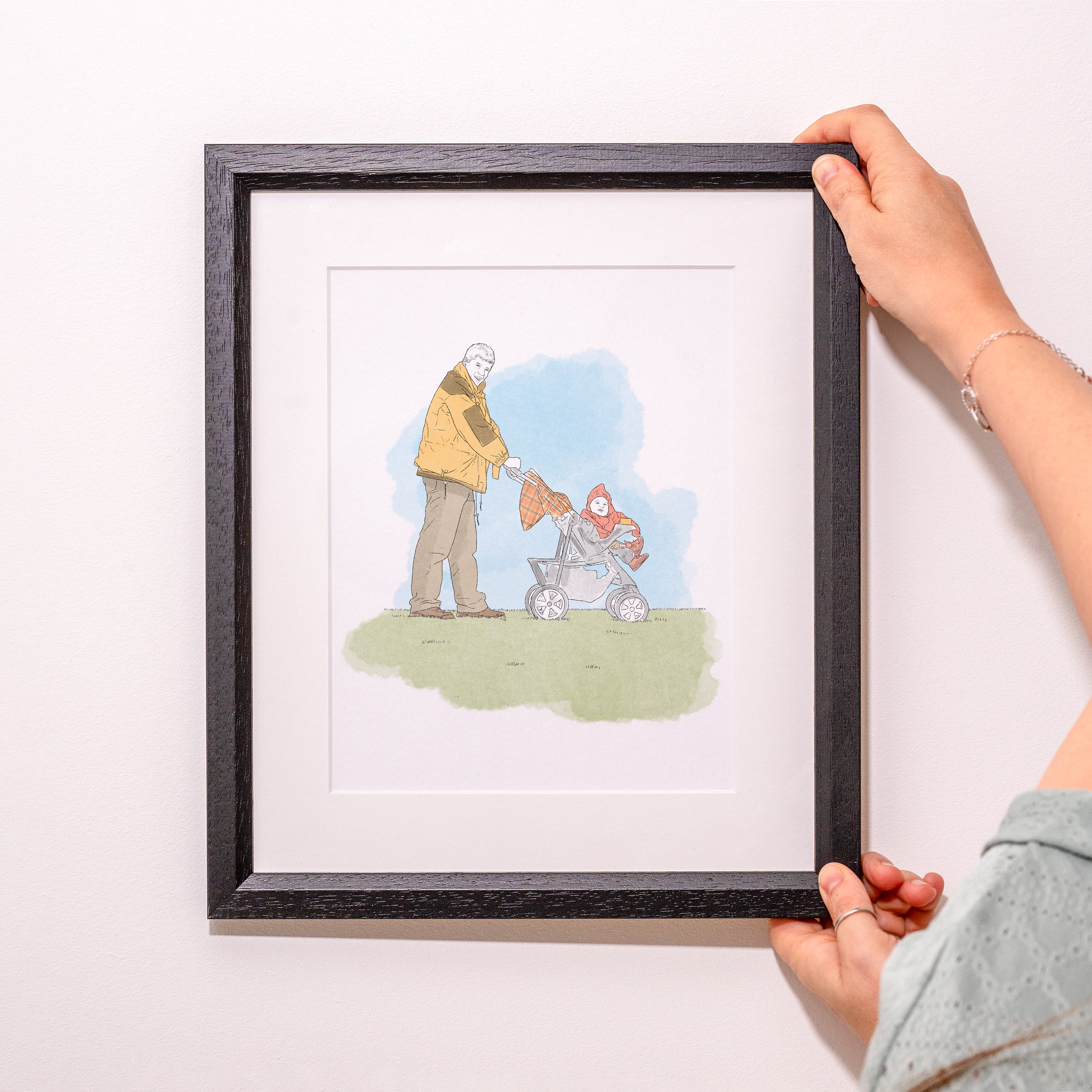 Daddy & Me Line Drawing Custom Family Art First Father's Day Christmas ...
