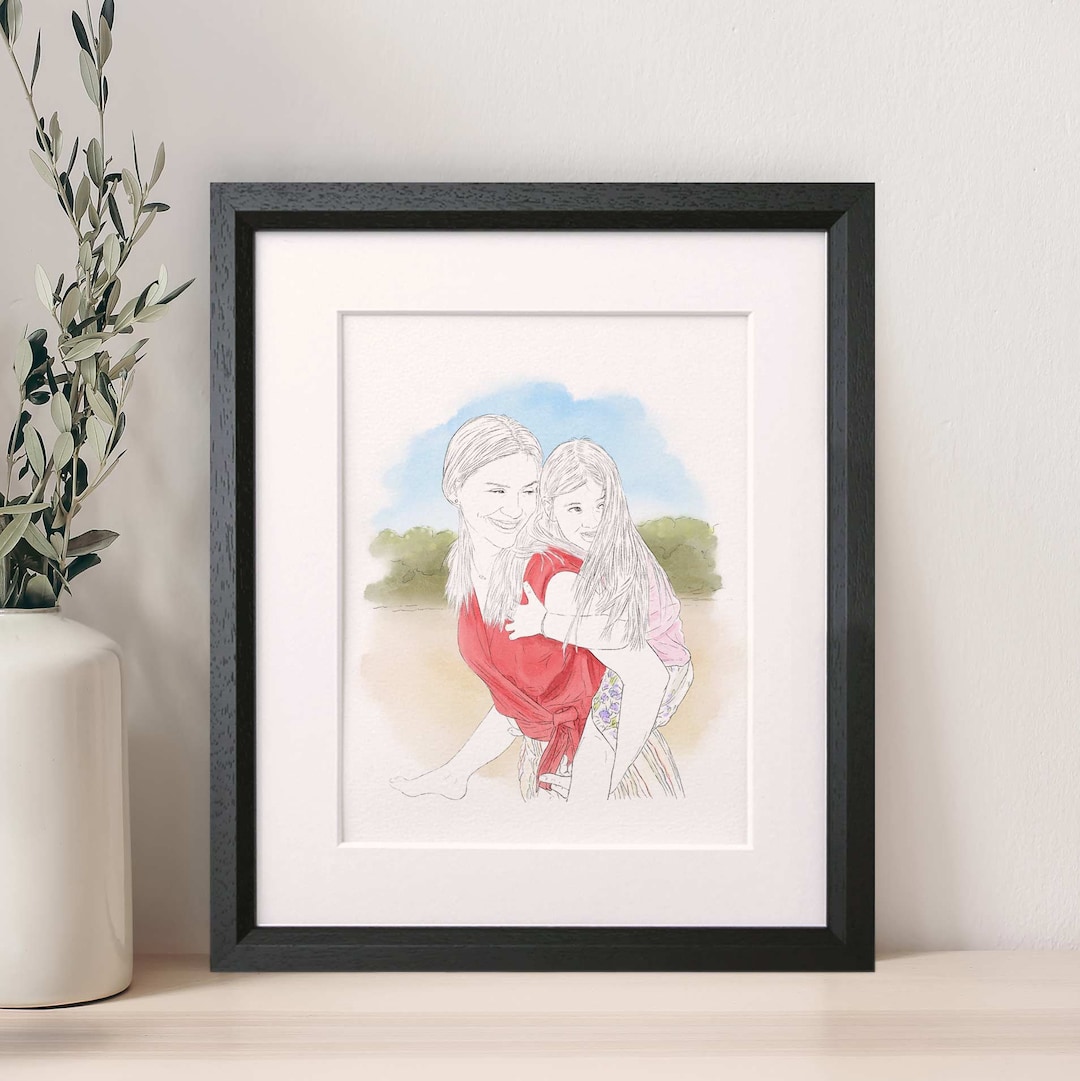 Mummy & Me Line Drawing Custom Family Art First Mother's Day Unique ...
