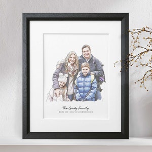 Personalised Family Line Portrait, Family Sketch, Detailed Line People ...