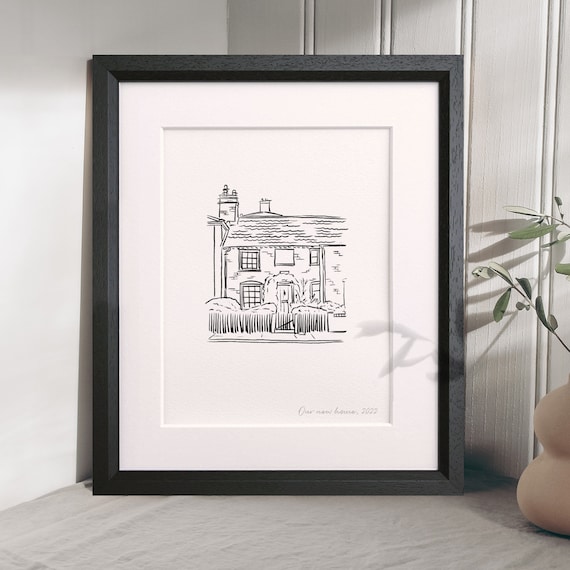 Custom Illustrated House Line Art Print Bespoke Sketch of Any - Etsy