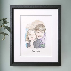 Personalised Family Line Portrait, Family Sketch, Detailed Line People ...