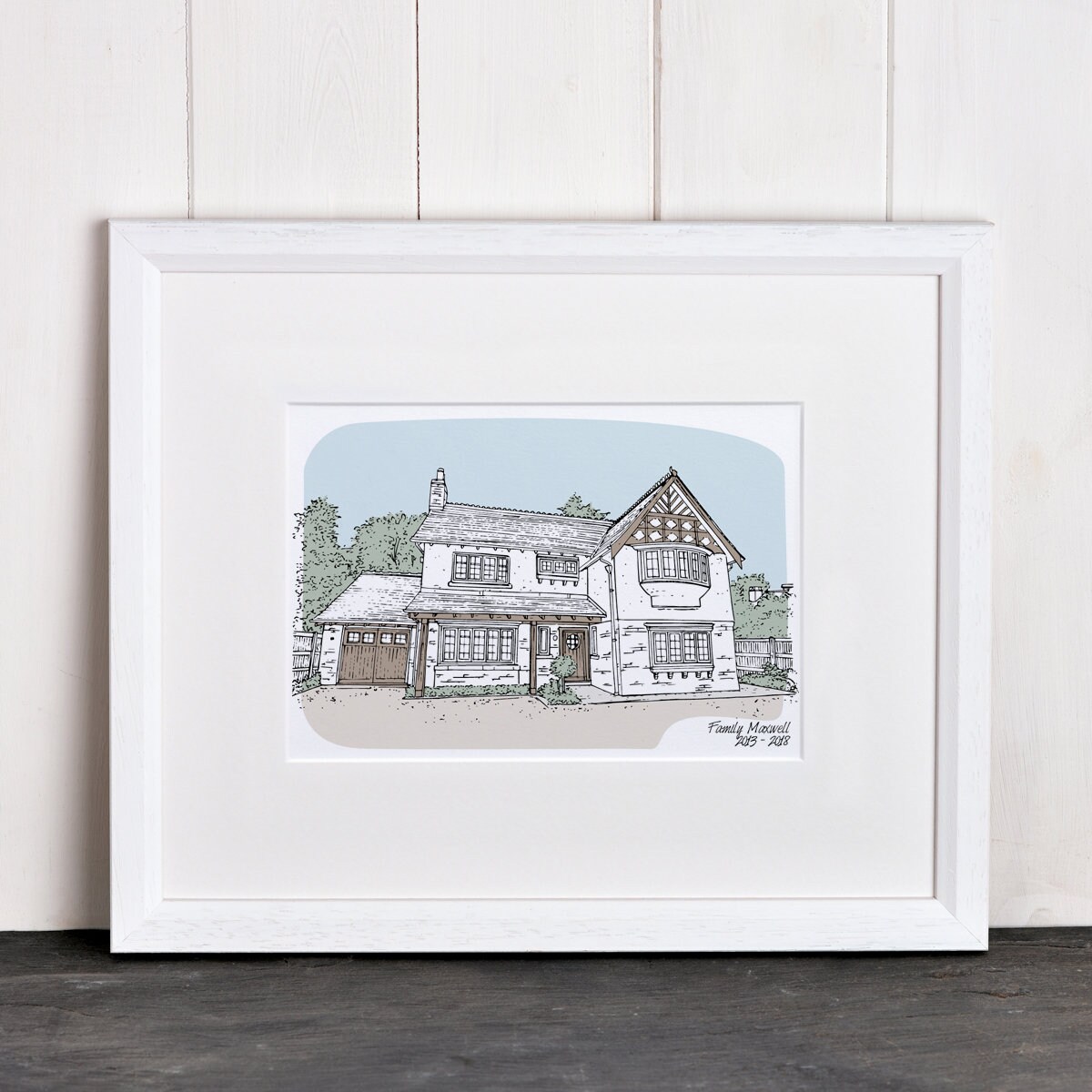 House Portrait, New Home Personalised Illustration Painting, Family ...