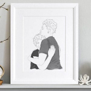 Mommy and Me Line Drawing Custom Family Art Mother's Day Birthday Gifts ...