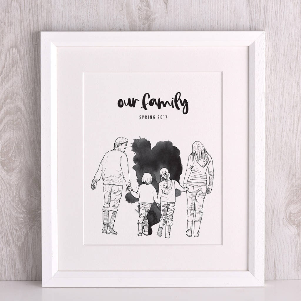 Personalised Family Line Portrait Family Sketch Detailed - Etsy UK