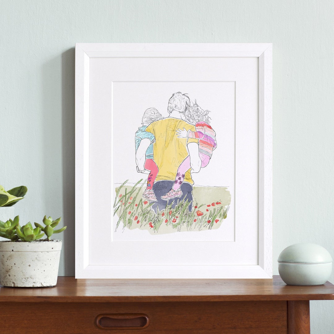 Daddy & Me Line Drawing Custom Family Art First Father's Day Christmas ...