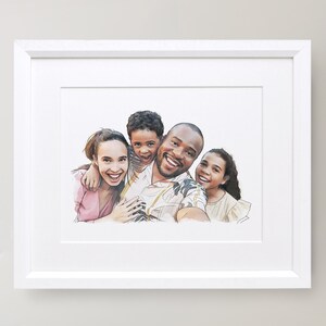 Personalised Family Line Portrait, Family Sketch, Detailed Line People ...