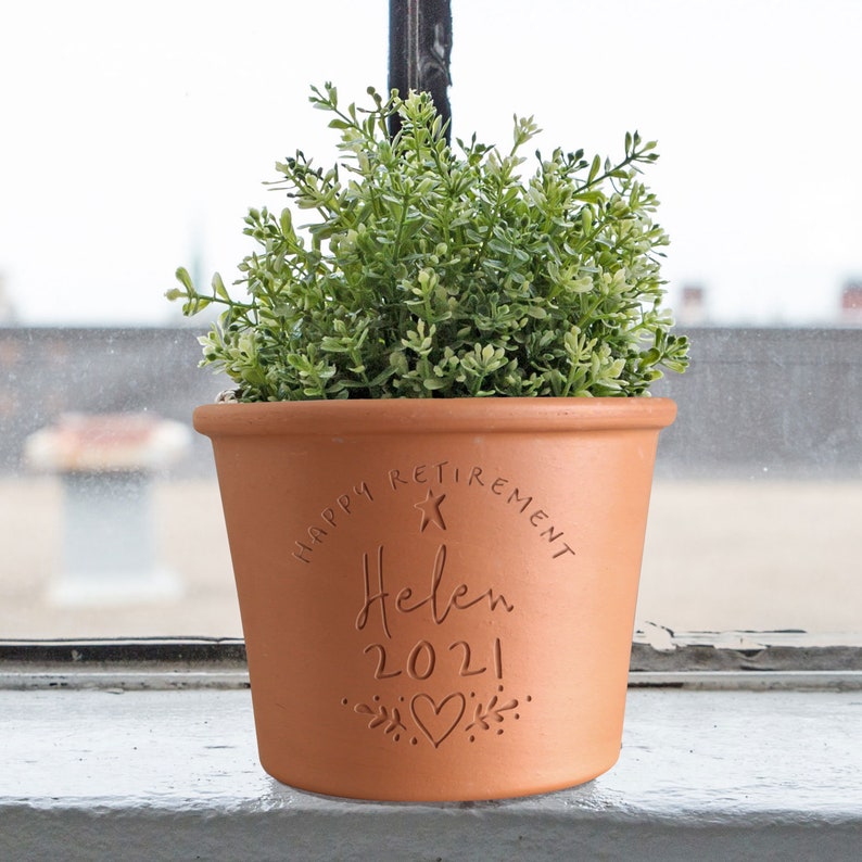 Personalised Engraved Retirement Terracotta Flower Pot Custom - Etsy UK