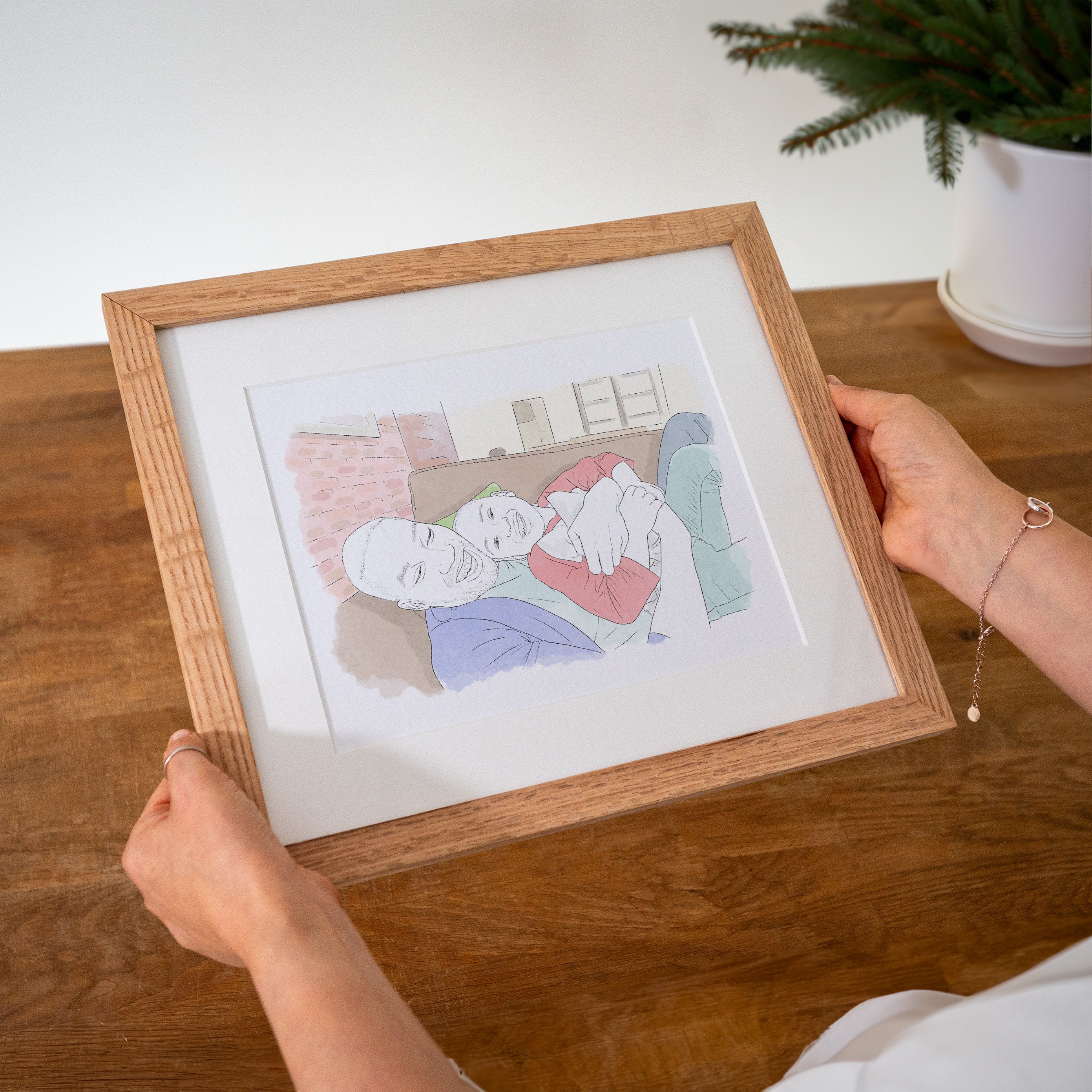 Daddy & Me Line Drawing Custom Family Art First Father's Day Christmas ...