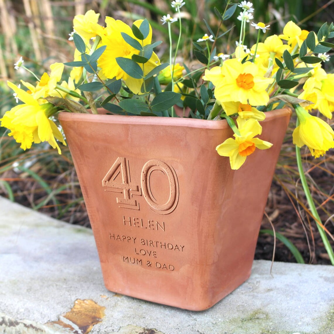 Personalised Engraved Terracotta Flower Pot Custom Made - Etsy UK