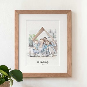 Personalised Family Line Portrait, Family Sketch, Detailed Line People ...