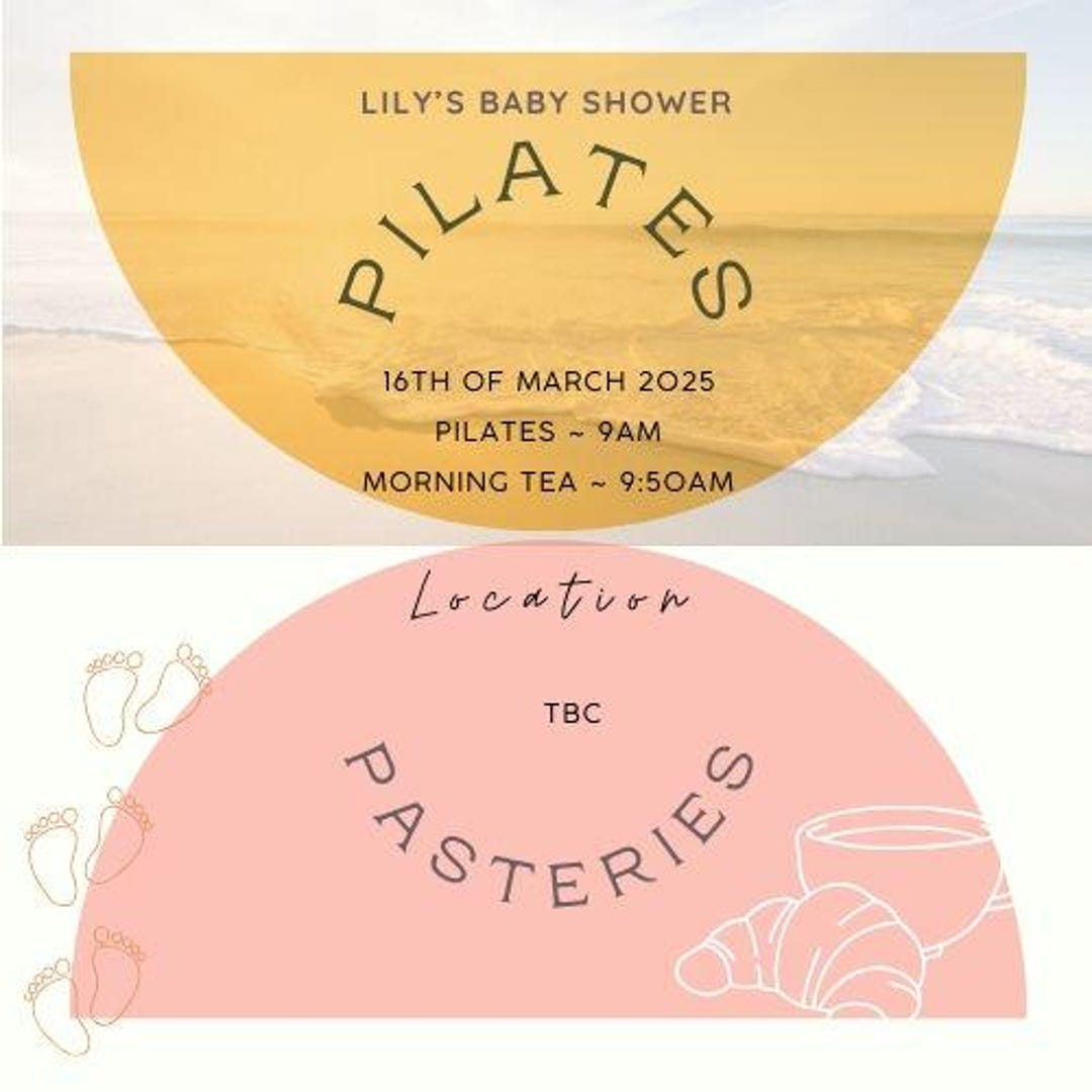Pilates and Pastries Baby Shower Invitation/post - Etsy