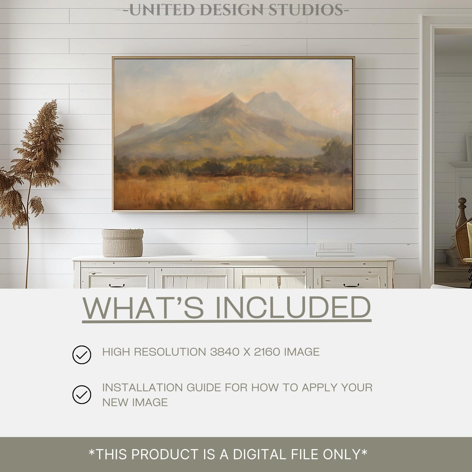Fall Frame Tv Art, Muted Oil Painting of a Fall Field and Mountain for ...