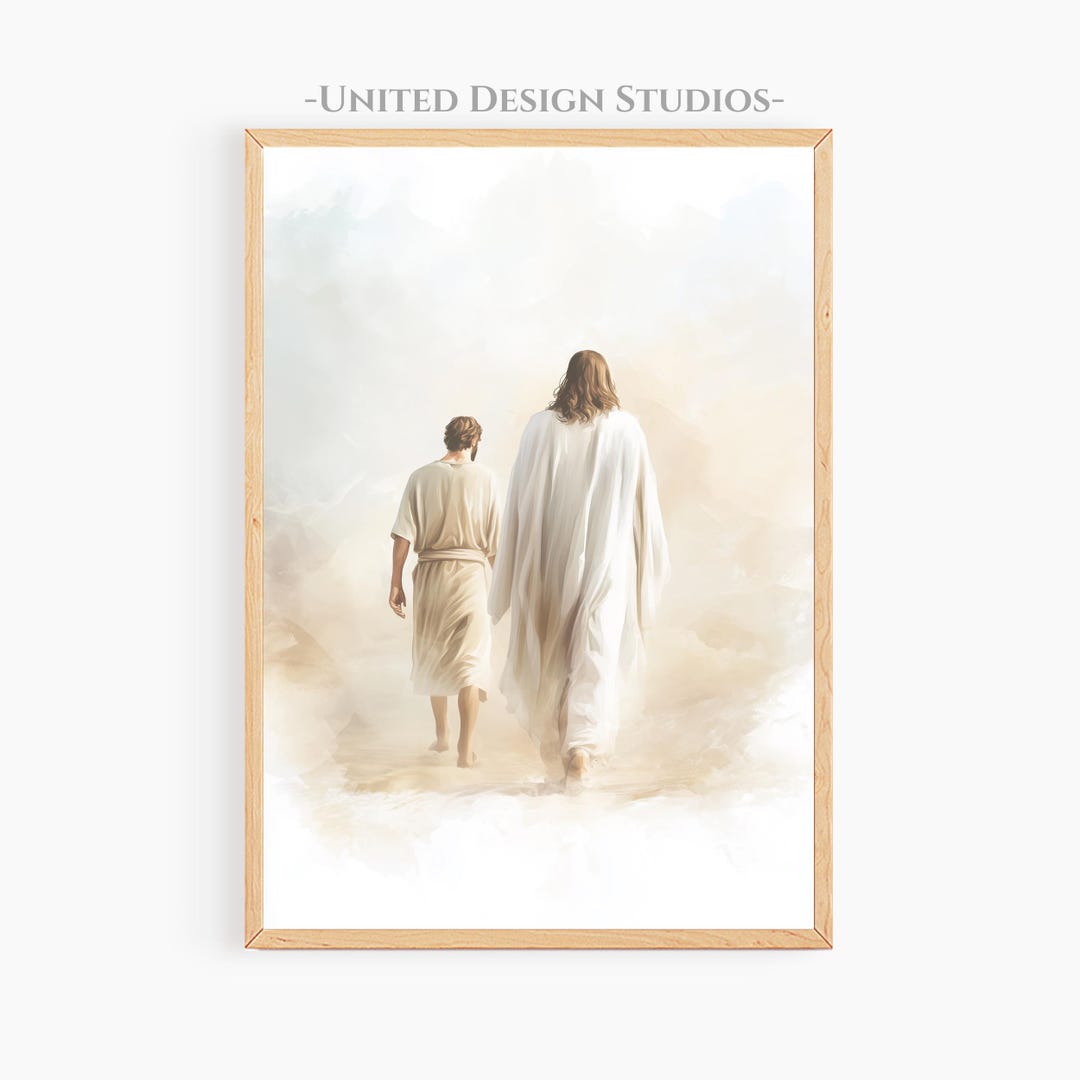 Walk With Jesus Painting Printable Art, Jesus With Man Digital Download ...