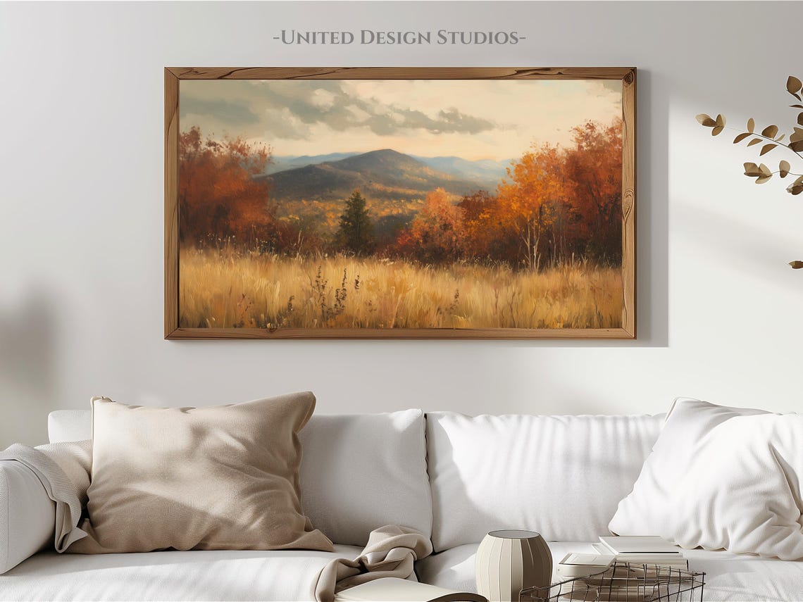 Fall Frame TV Art, Oil Painting of Fall Mountain Meadow for Frame Tv ...