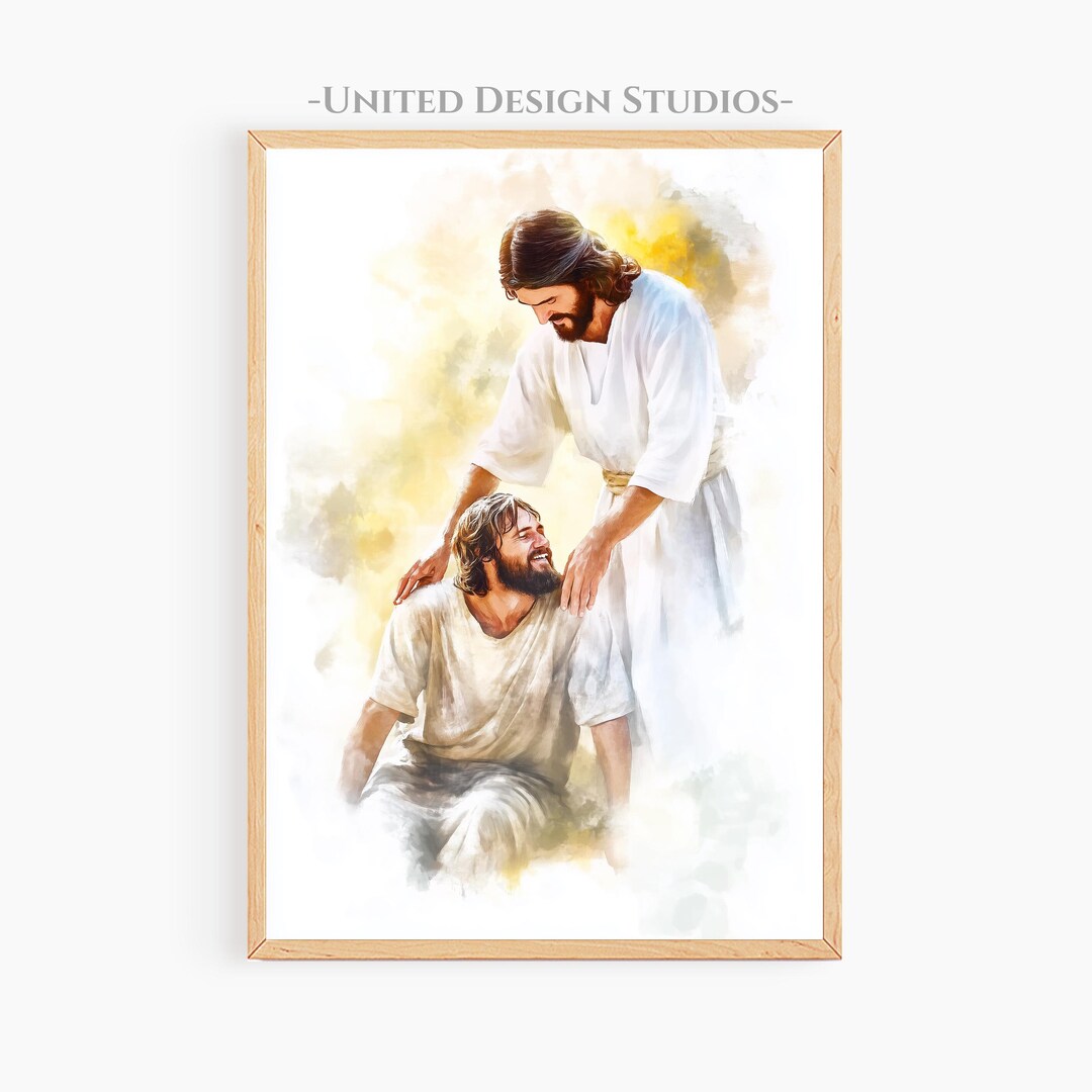 Jesus Heals Blind Man Printable Art, Jesus Healing Wall Art, Jesus ...