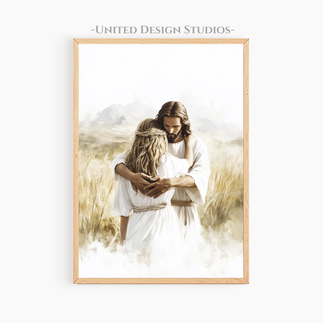 Jesus Hugging Woman Painting, Jesus With Woman Printable Wall Art ...