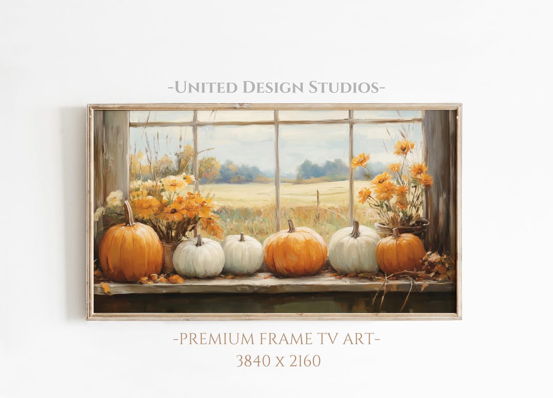 Fall Frame Tv Art, Oil Painting of Pumpkins Tv Art, Fall Farmhouse Tv ...