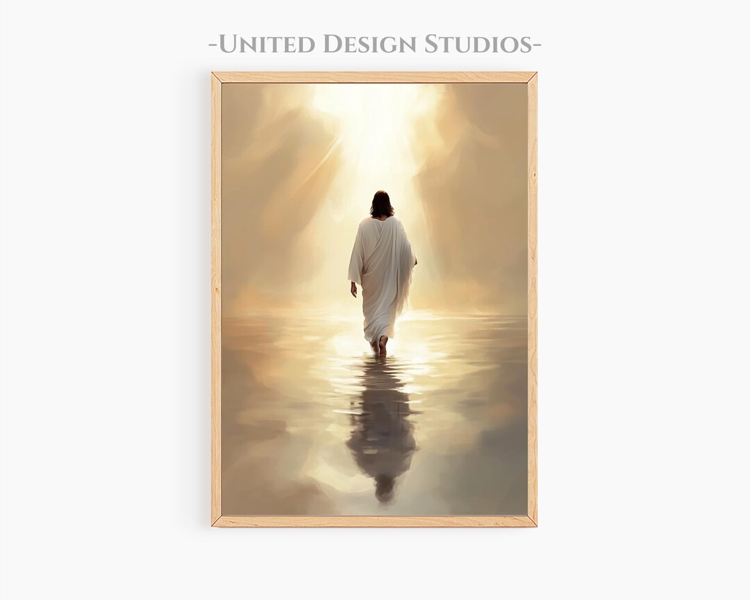 Jesus Walking on Water Toward Heaven Printable Art, Jesus Loves You ...