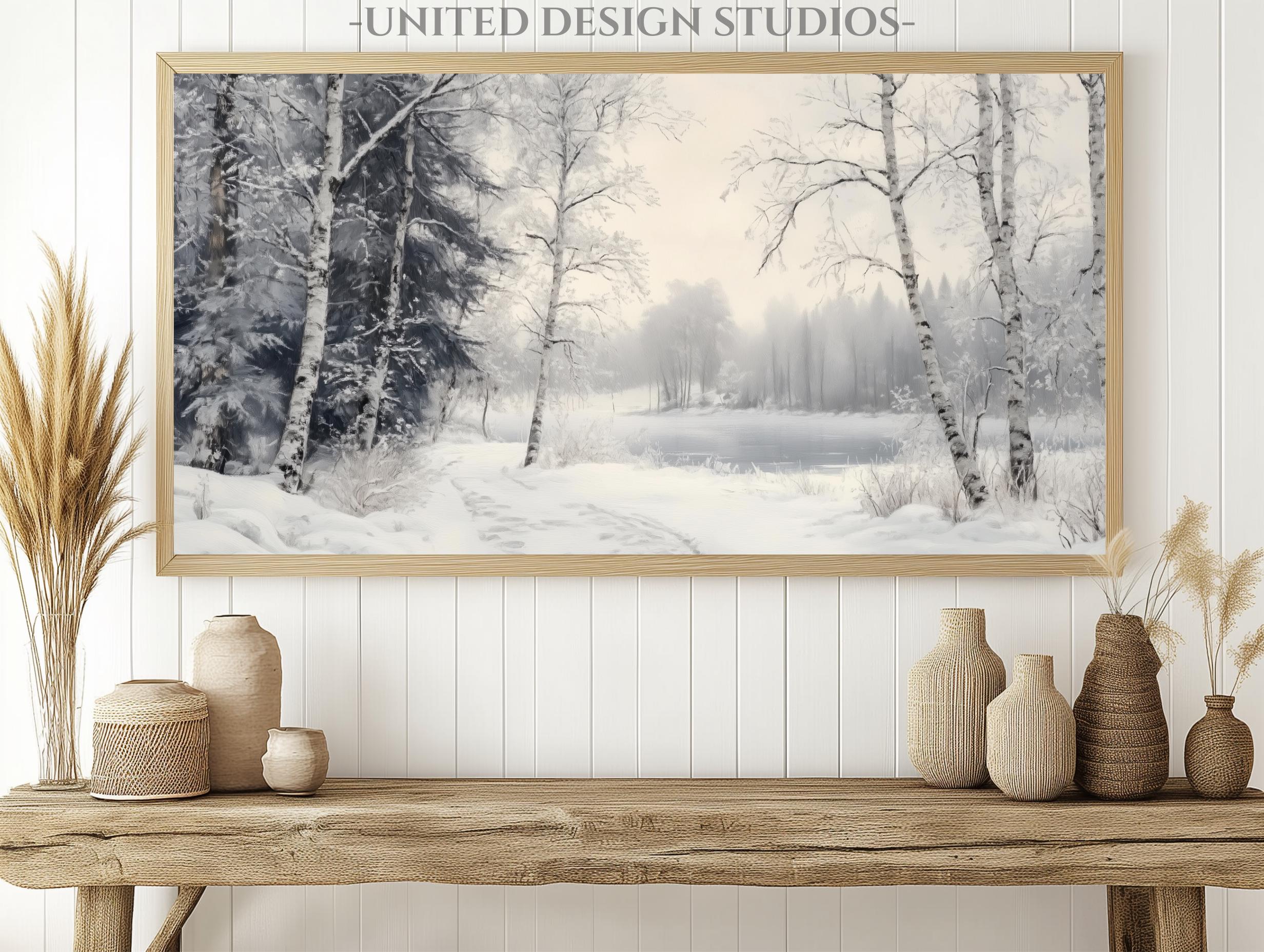Frame Tv Winter Art, Farmhouse Christmas Art for TV, Snowy Winter ...