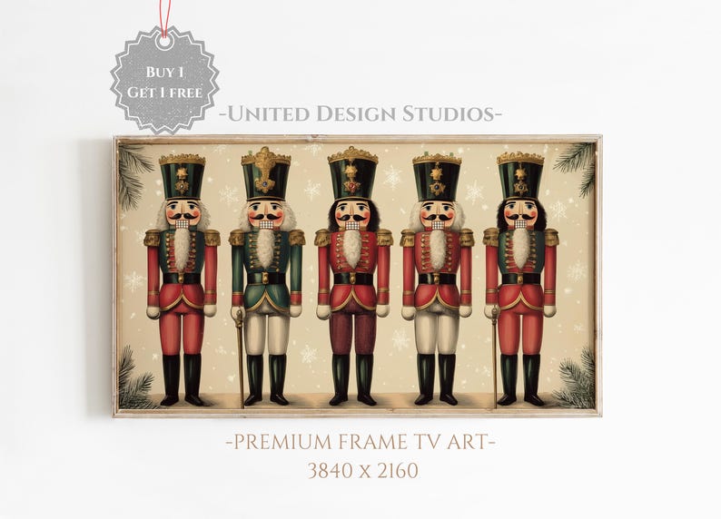 Christmas Nutcracker Frame TV Art, Neutral Nutcracker Christmas ...