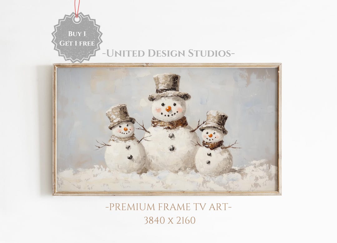 Christmas Frame Tv Art, Snowman Frame Tv Art, Snowman Painting Tv Art ...